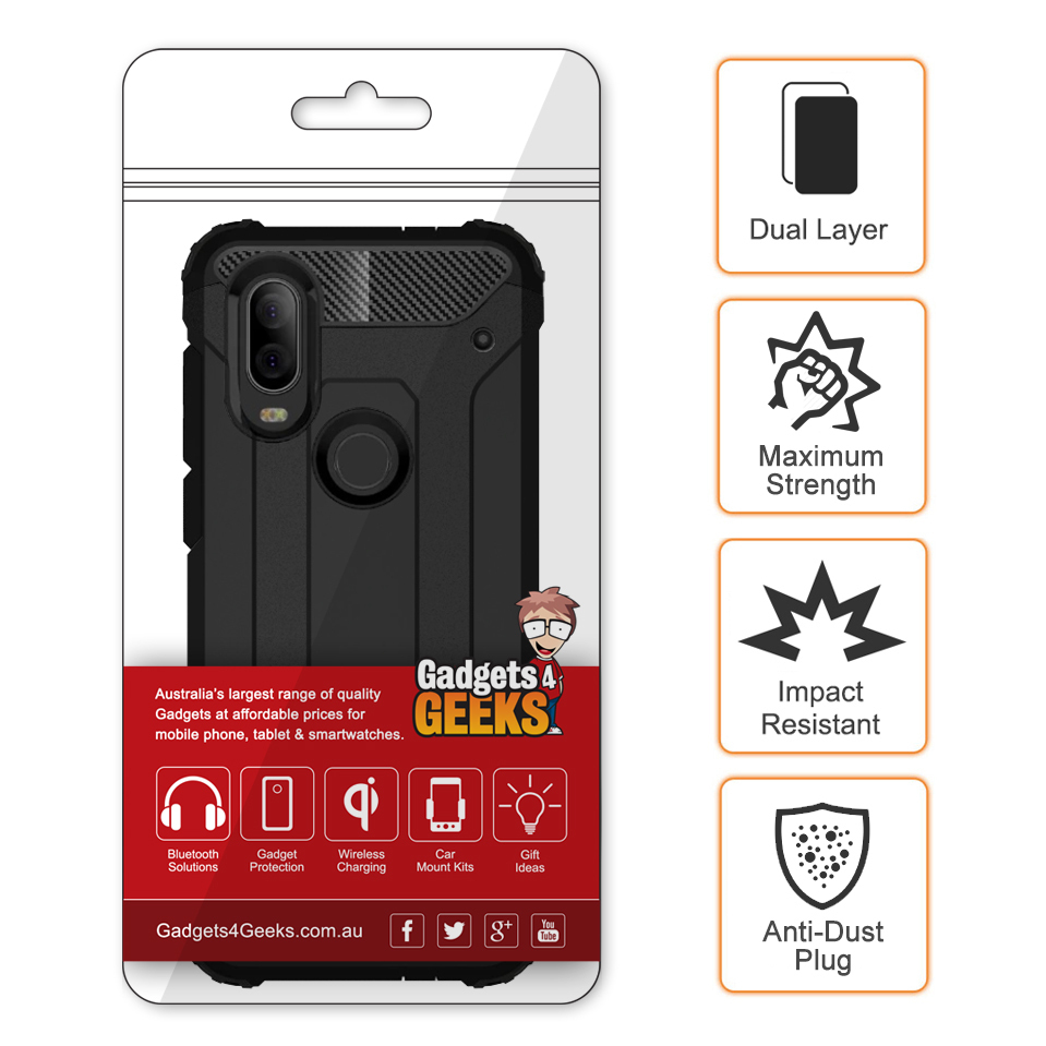 Military Defender Shockproof Case for Motorola One Vision (Black)